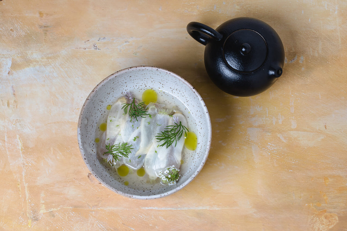 Nilgiri Green Twirl Aquachile With Cured Sea Bass- A Nilgiri Green Tea ...