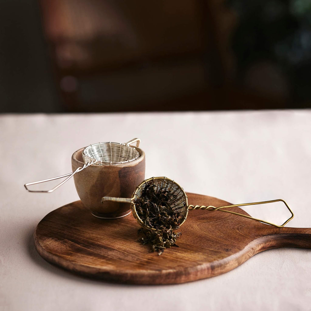 Buy Handcrafted Brass Chai Strainer and Premium Indian Teas Online